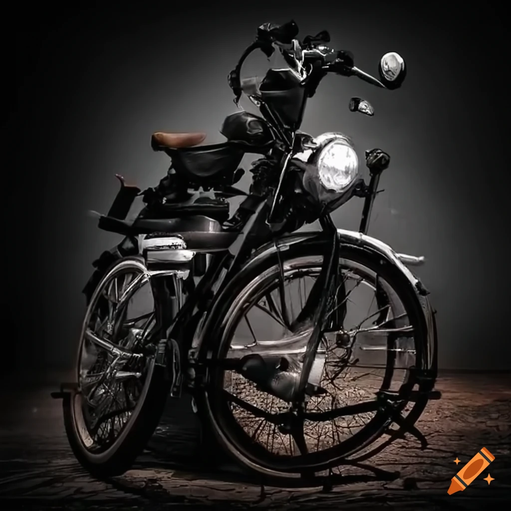 A motorcycle mixed with a bicycle on Craiyon