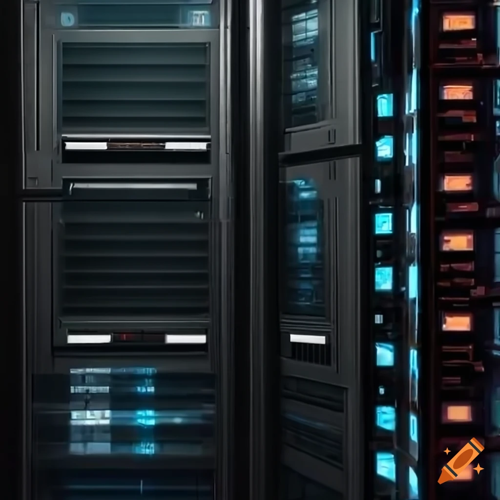 Server rack, futuristic,dark,anime, Detailed, Realistic, Drawing ...