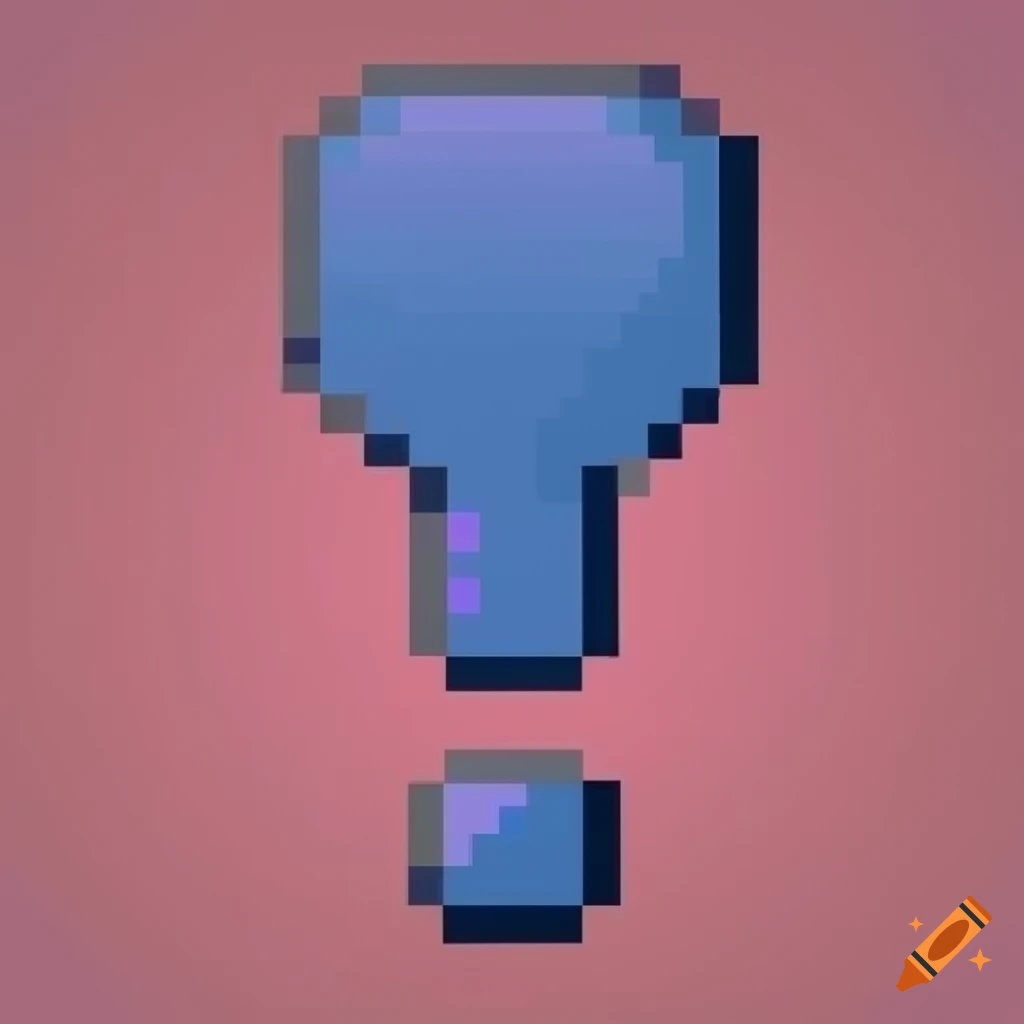 Exclamation mark with plain background pixel art