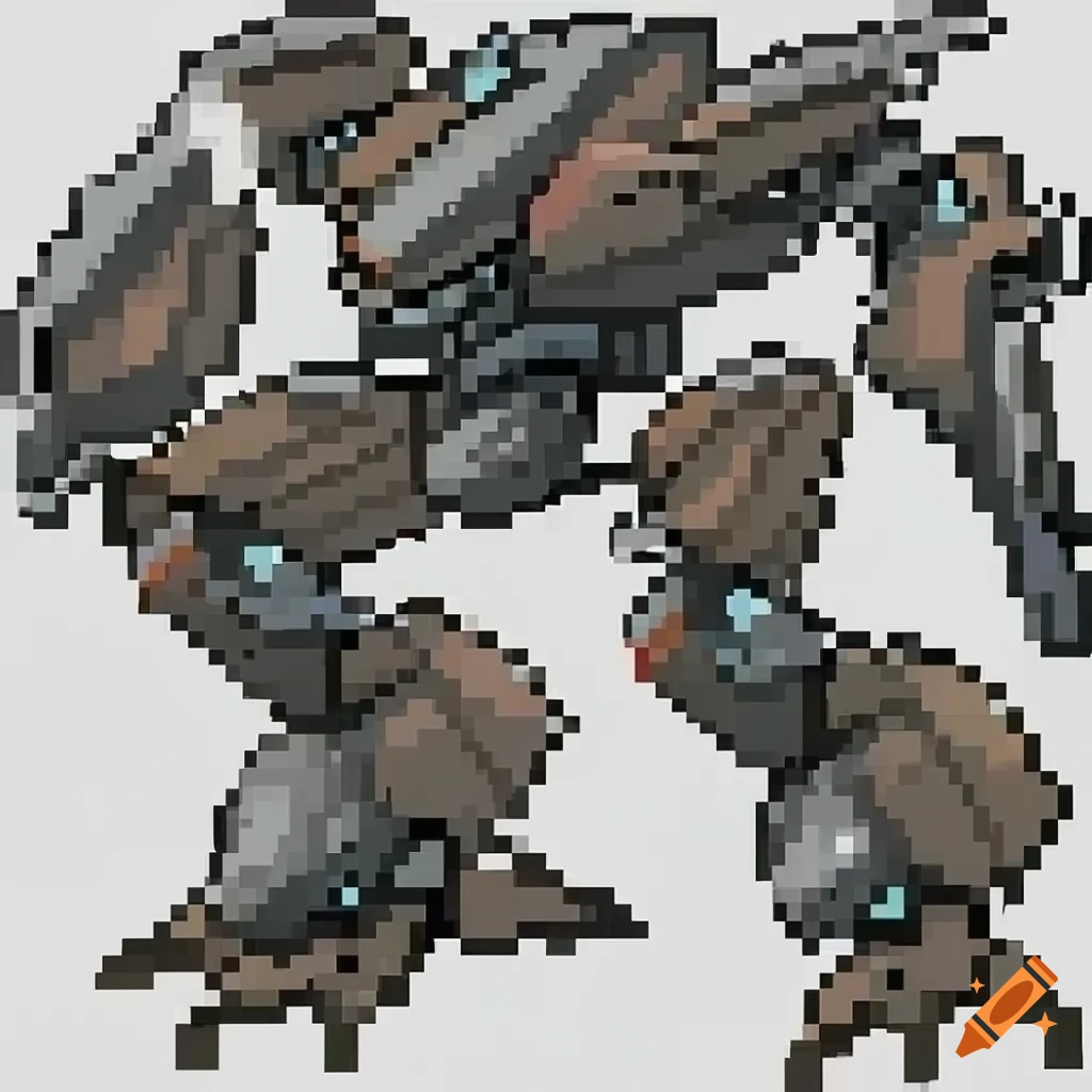 Pixel art armored core mecha no background