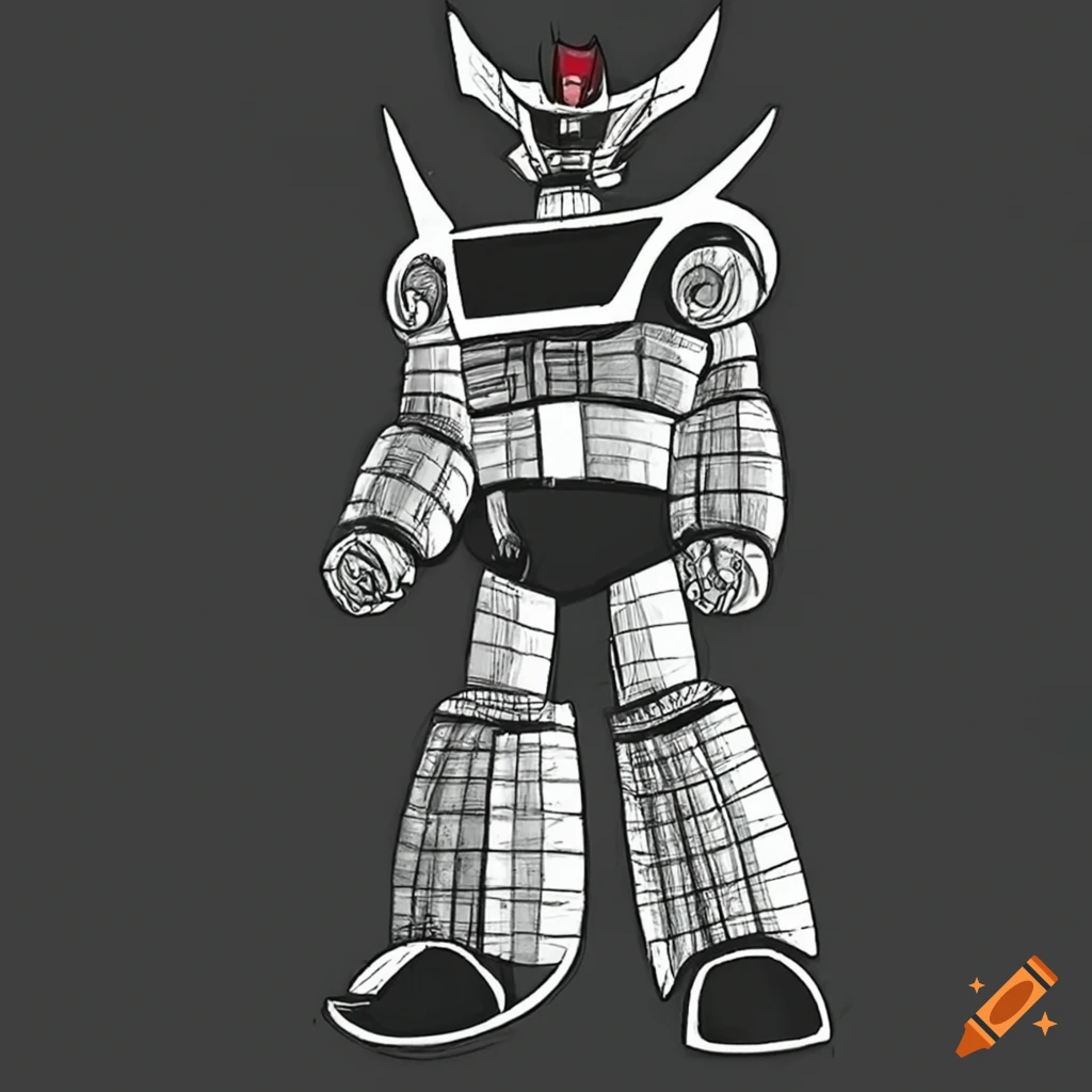 A colorful cartoon robot inspired by mazinger z and parliament-funkadelic
