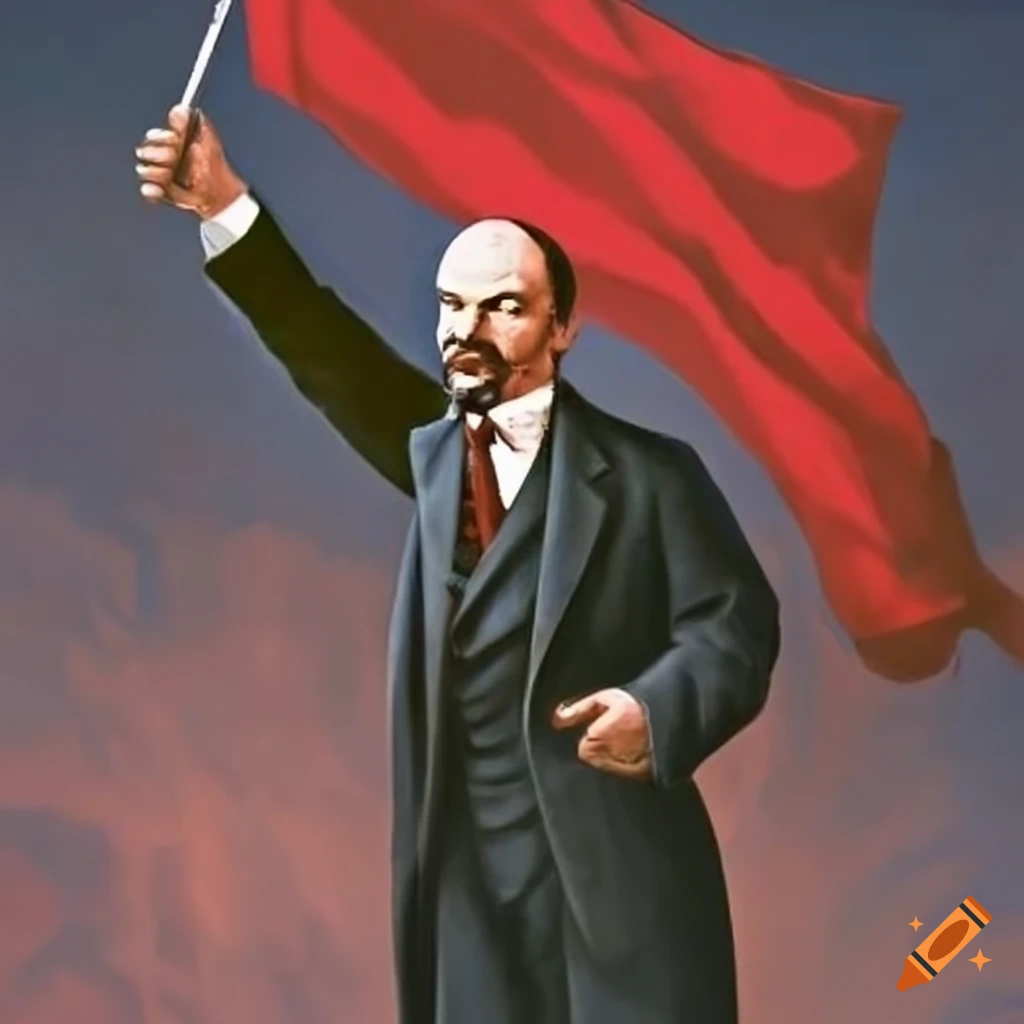Lenin with red flag on Craiyon