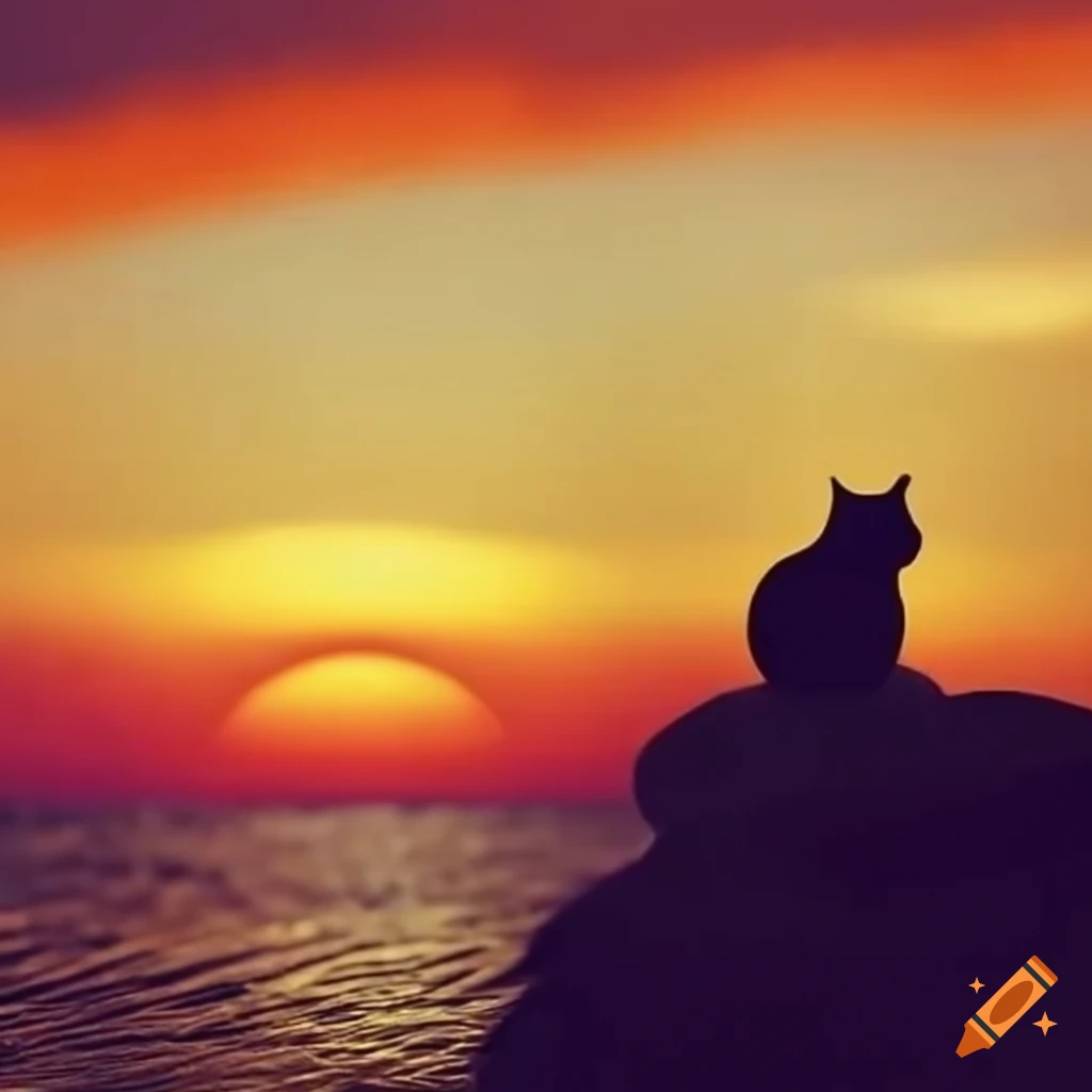 Birthday party cute cats sunset on Craiyon