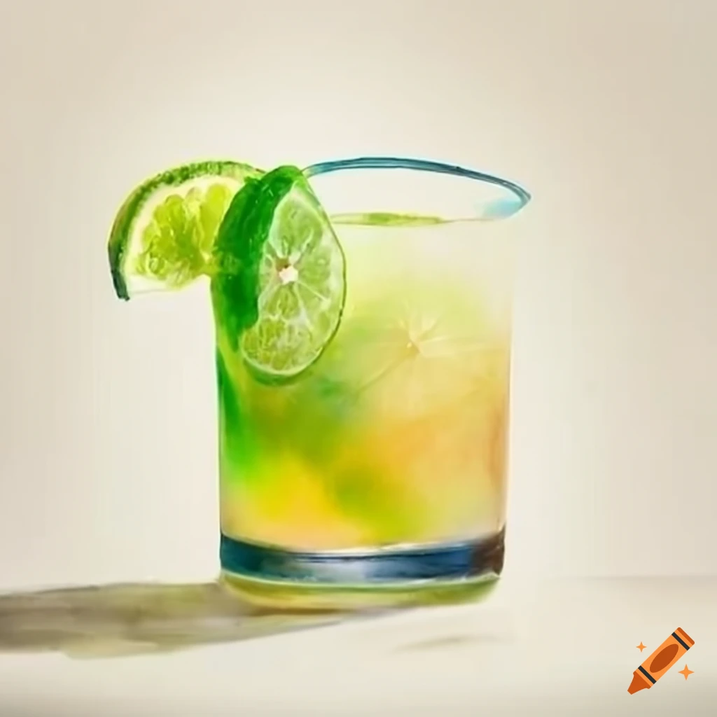 Watercolor lime cocktail