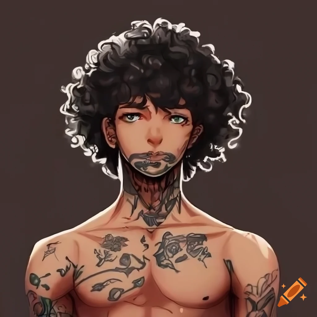 Japanese Anime Inspired Male Character With Dark Brown Skin Black
