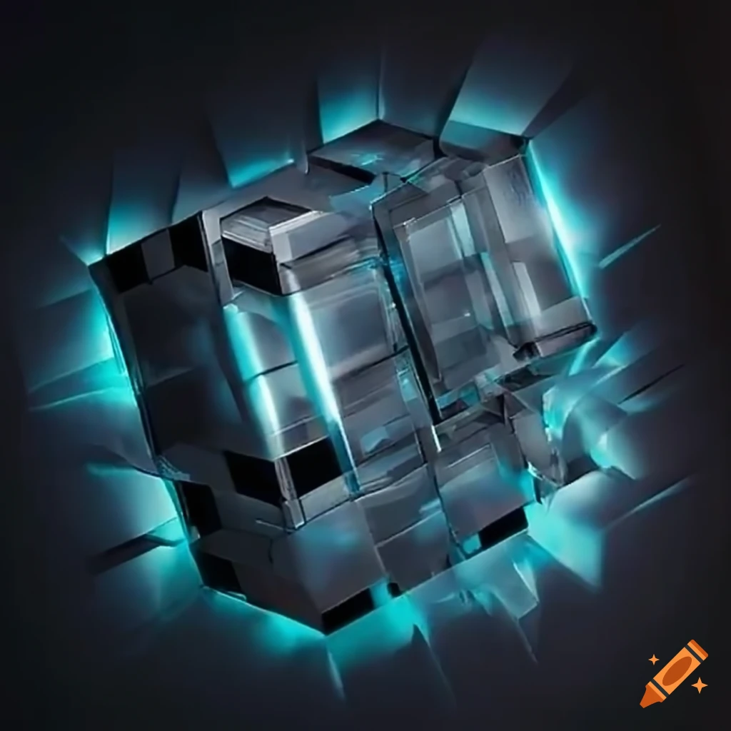 Futuristic cube exploded on Craiyon