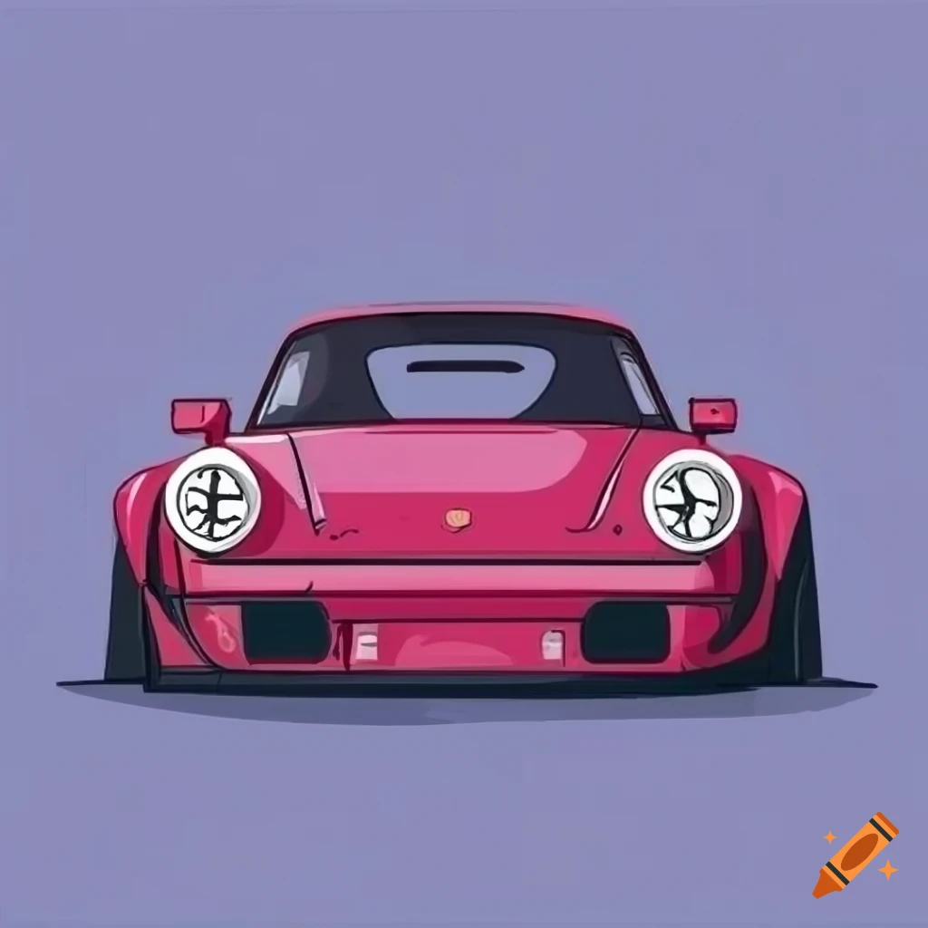 Widebody rwb porsche 911 cartoon flat vector illustration on Craiyon
