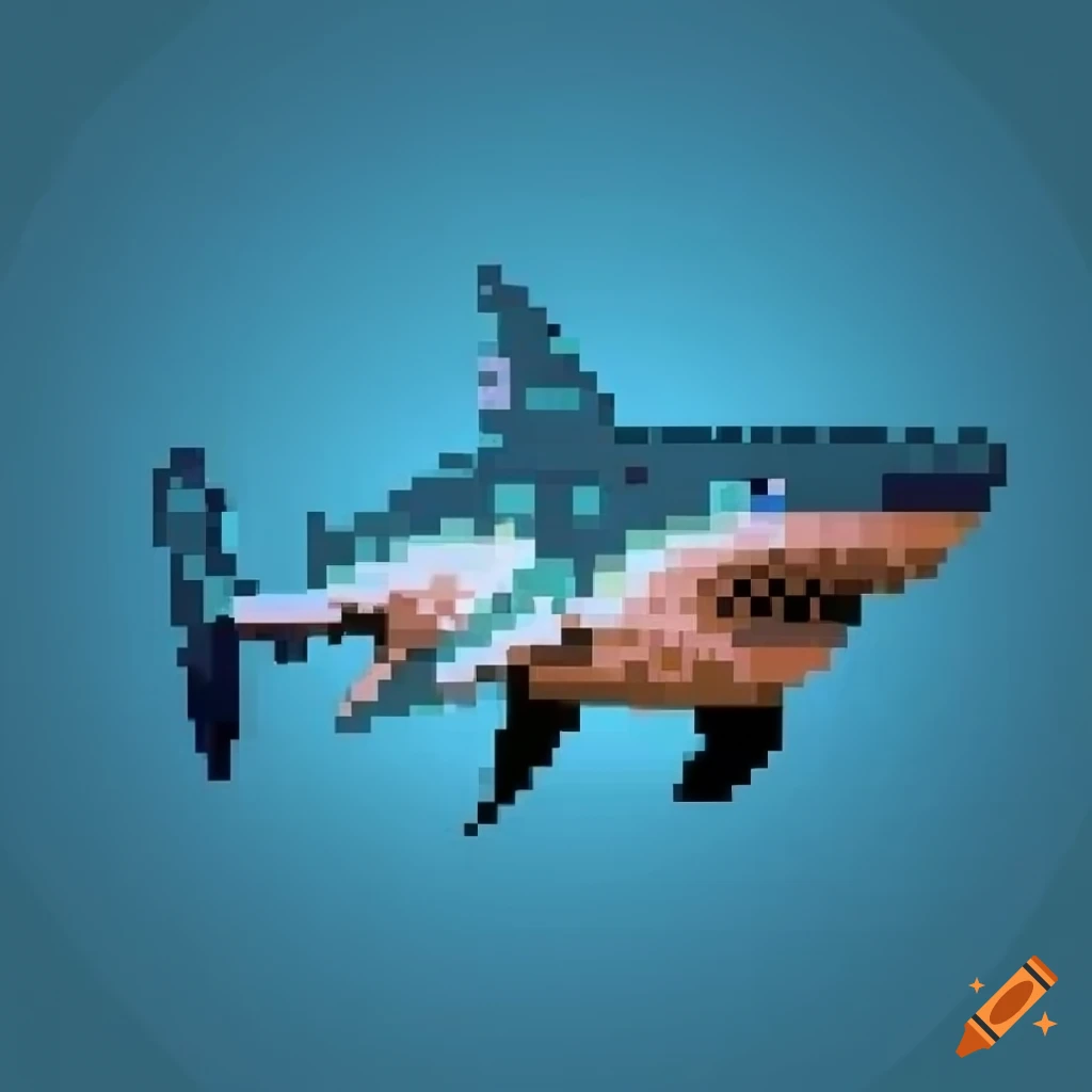 Pixel art shark on Craiyon