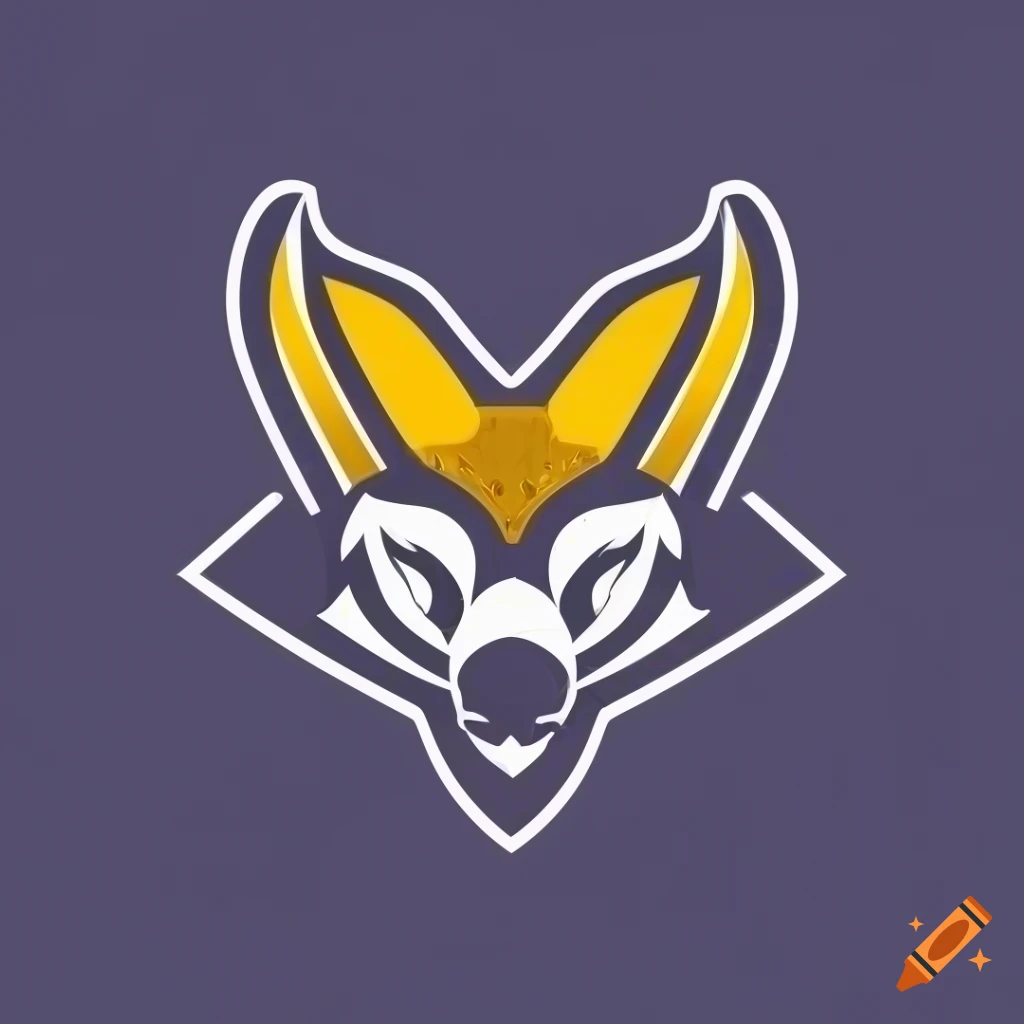 Clean, sharp, stylized graphic, cyber fennec fox, mascot emblem ...
