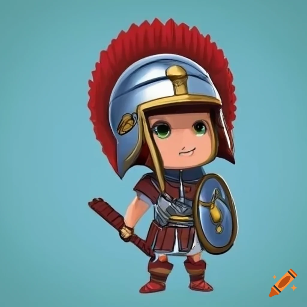 Chibi-style character design of a roman legionaire from pixar animation ...