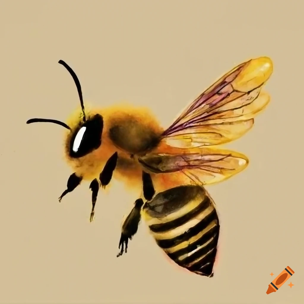 Majestic honeybee with spread wings, portrayed in a fantastical manner ...