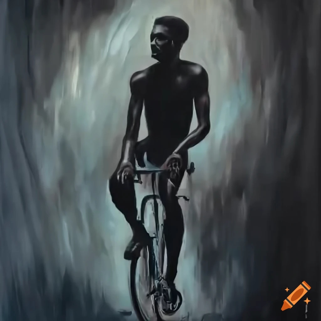 Black man riding bike on Craiyon