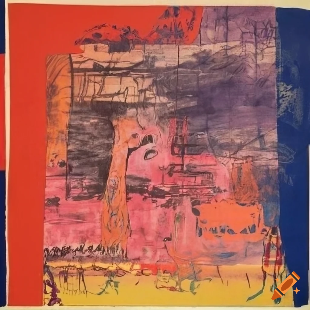 Robert Rauschenberg Yoshitaka Amano monotype Lithography minimalistic ...