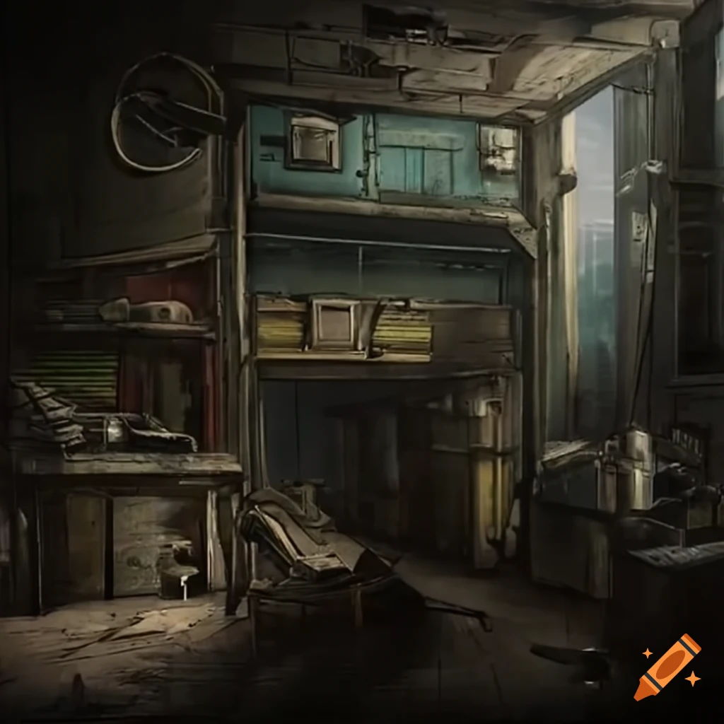 A futuristic laboratory in a post-apocalyptic setting