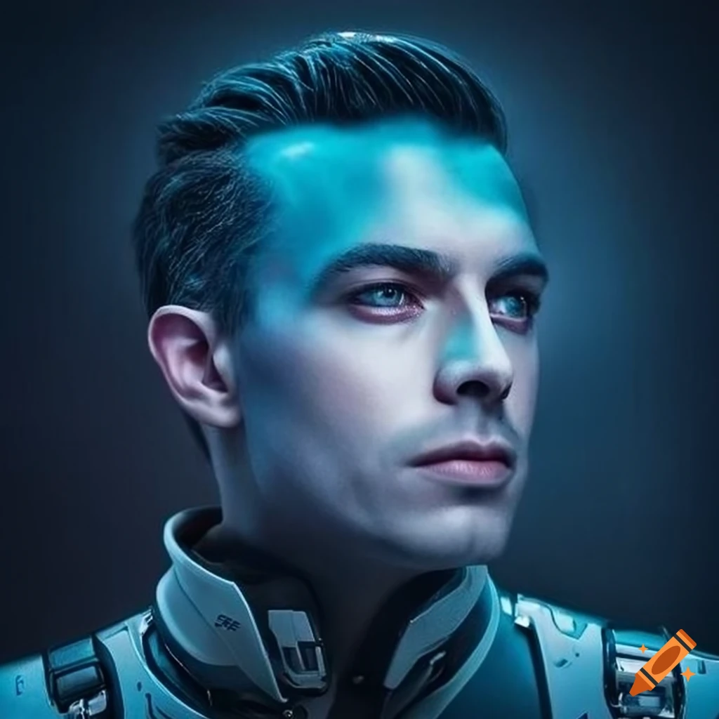 A captivating sci-fi portrait of a distinguished man with captivating ...