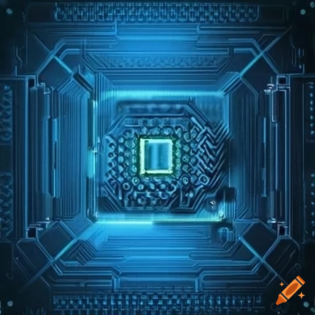 Small microprocessor pattern like intel on Craiyon