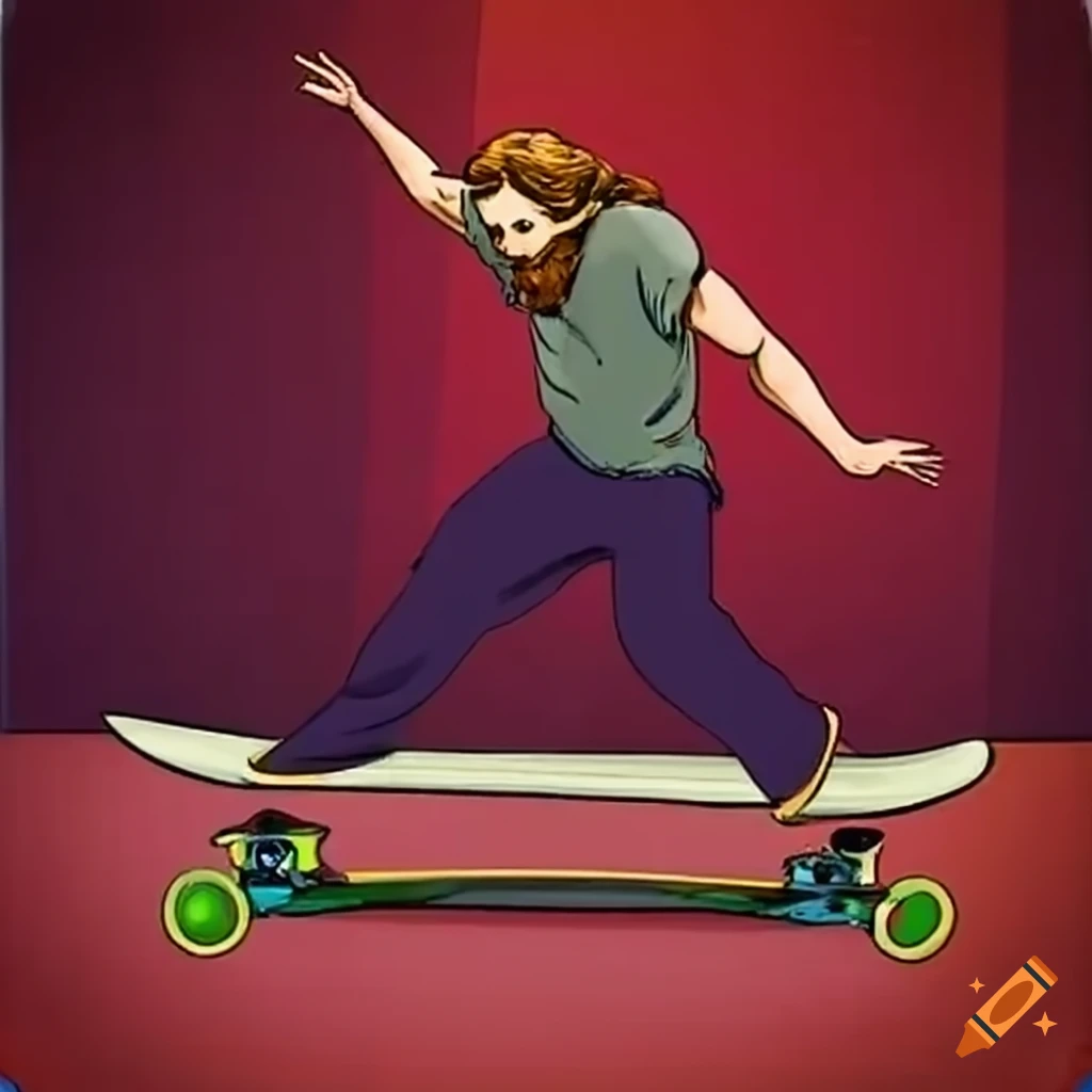 Jesus on a skateboard doing tricks on Craiyon