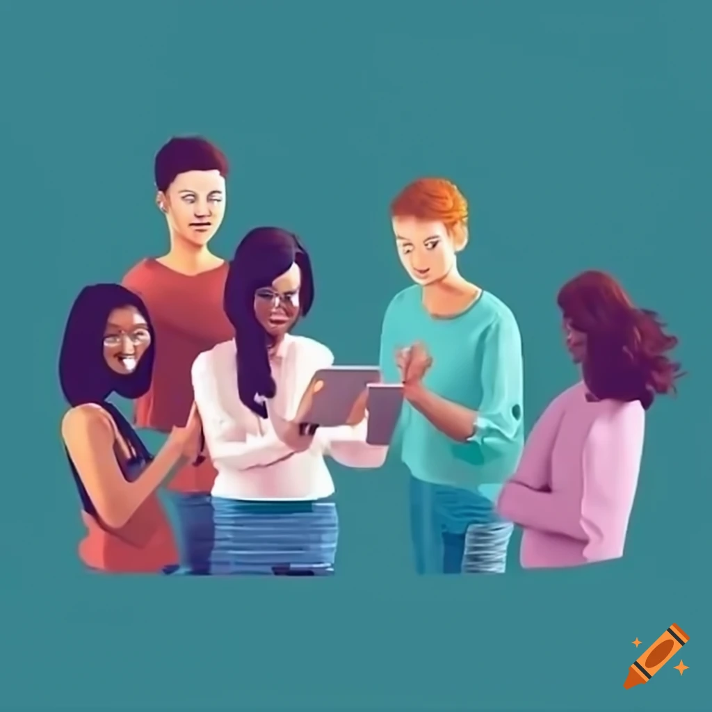 Diverse group of people using digital devices