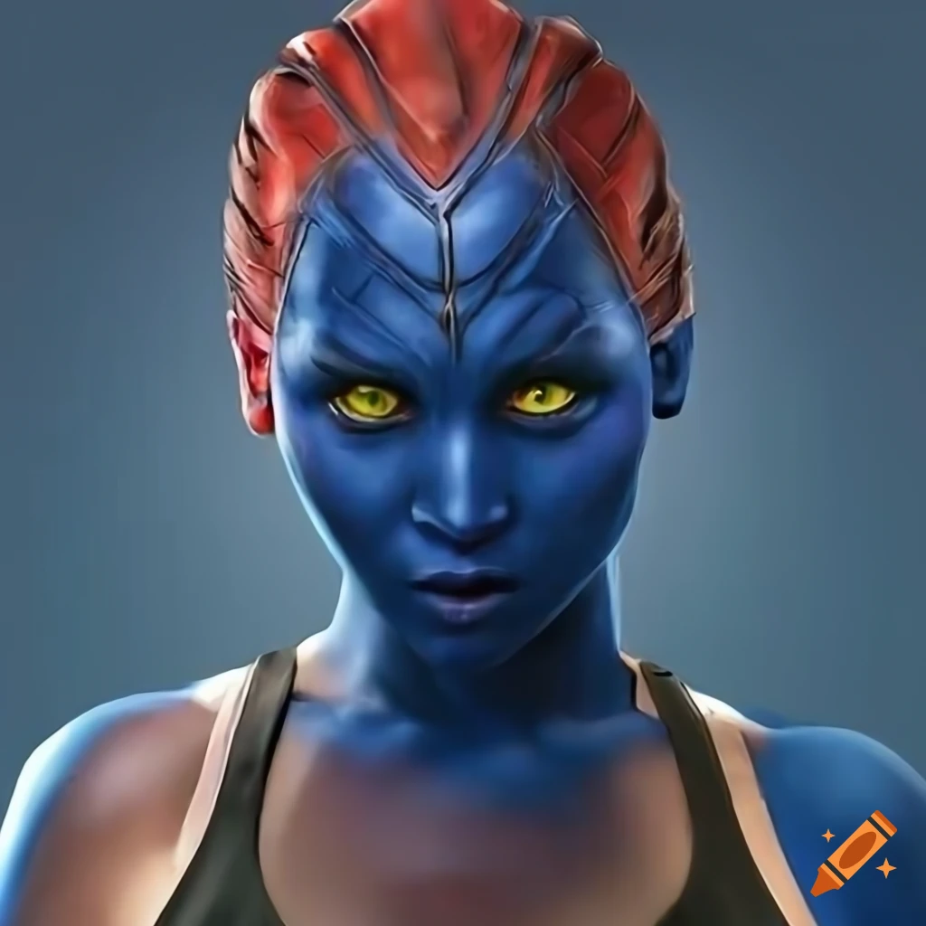 Up close head an torso, marvel comics, jennifer lawrence as mystique ...