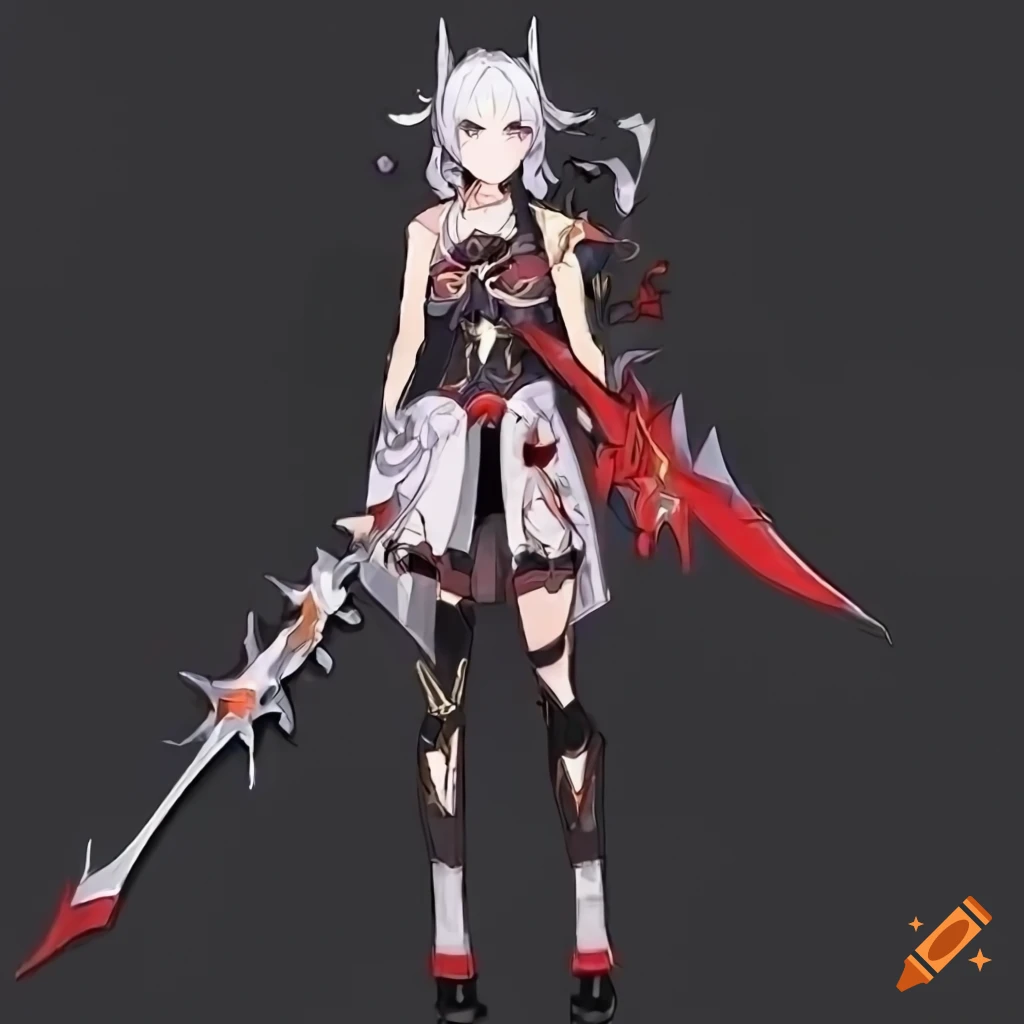 Honkai star rail. Red eyes. Japanese armor. With fantasy weapon on Craiyon