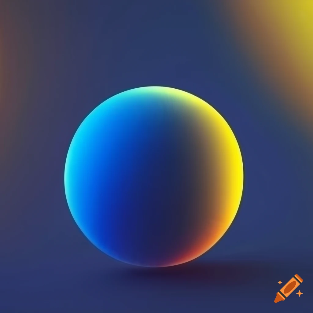 Minimalist blue and yellow gradient spheres art