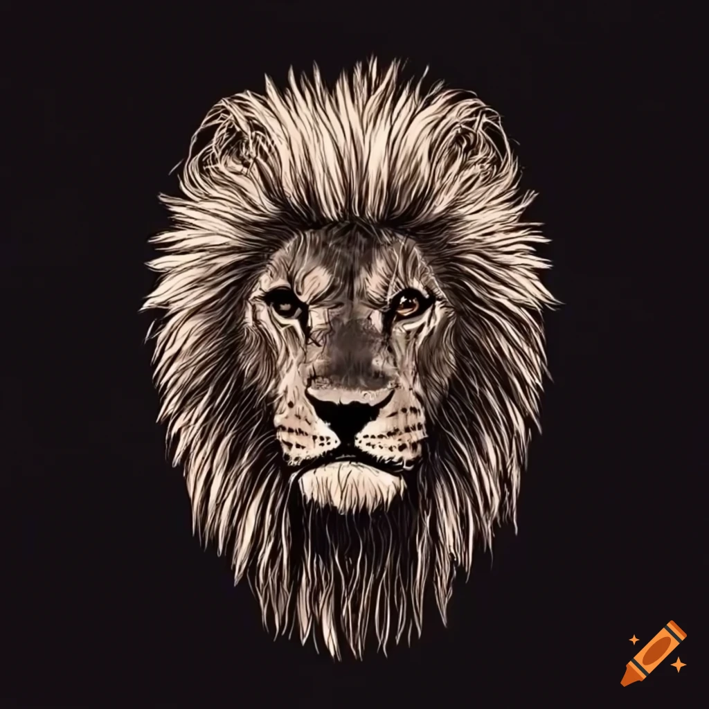 Line art lion head mane