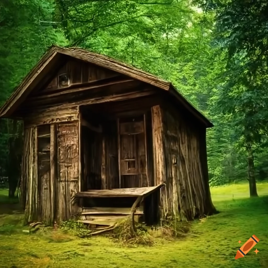 Old wooden house in a big tree