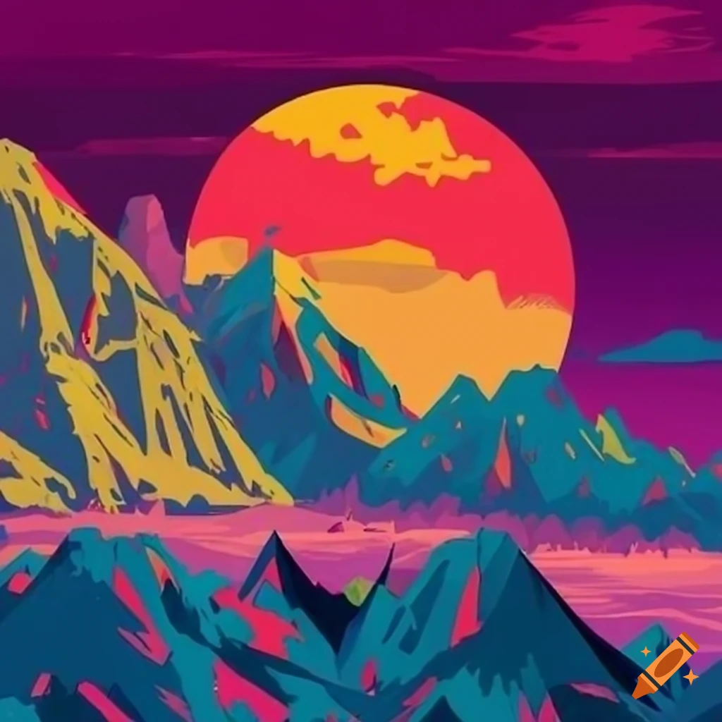 Vibrant Pokemon mountain landscape with iconic characters in pop art ...