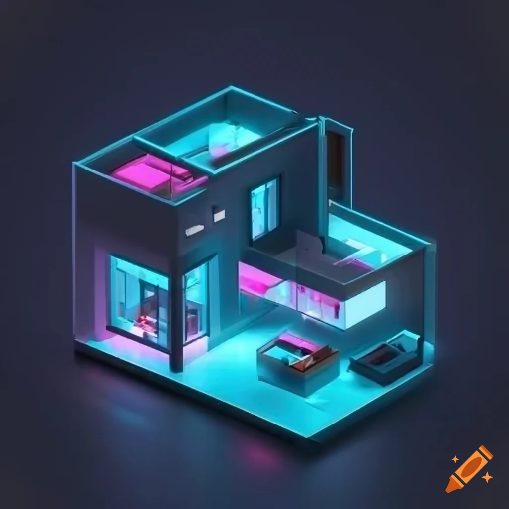 Isometric tiny house, modern architecture inspired by griffin enright ...