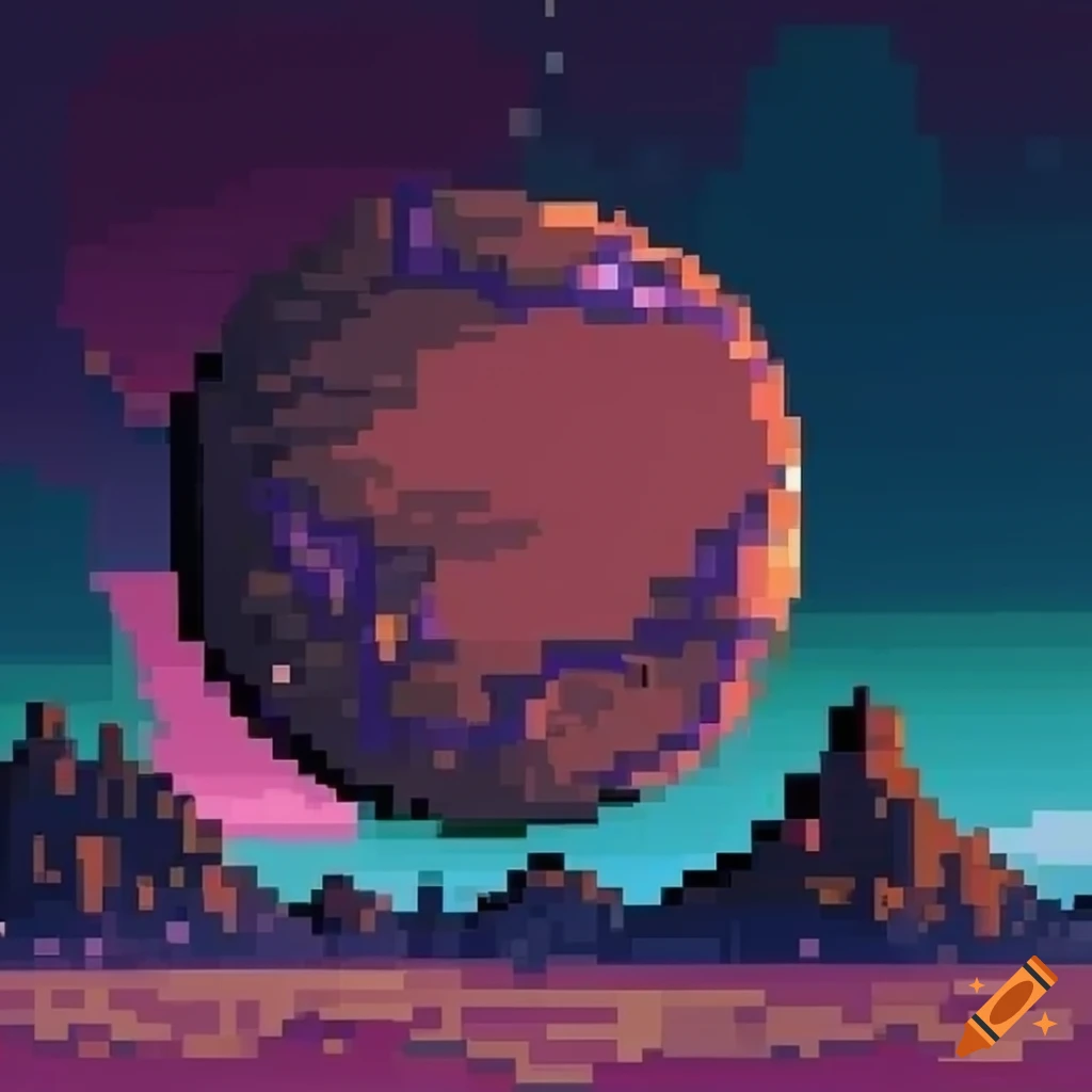 Pixel art of alien landscapes on diverse planets