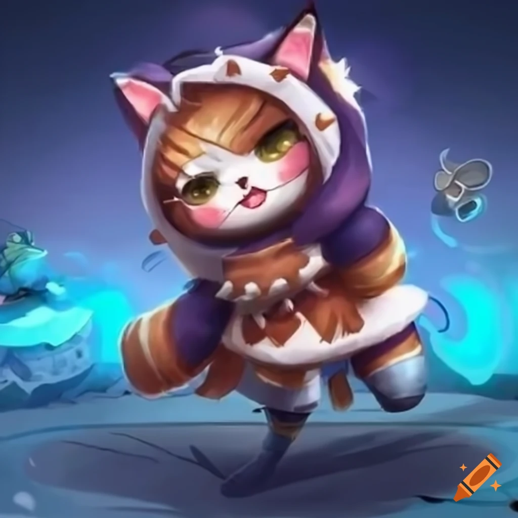 Kawaii cat character wear Nunu costume in League of Legends , animated ...