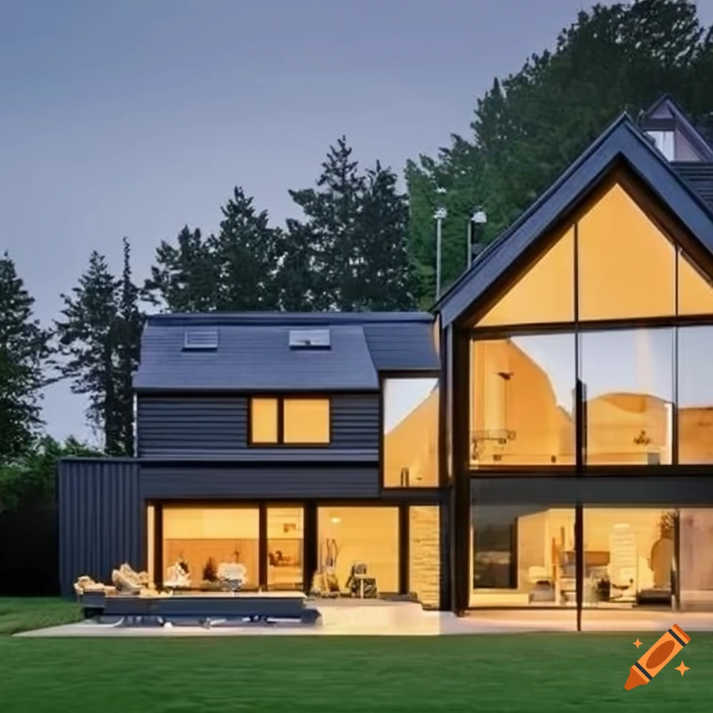 Modern house, architecture, exterior, front, left, right, behind ...