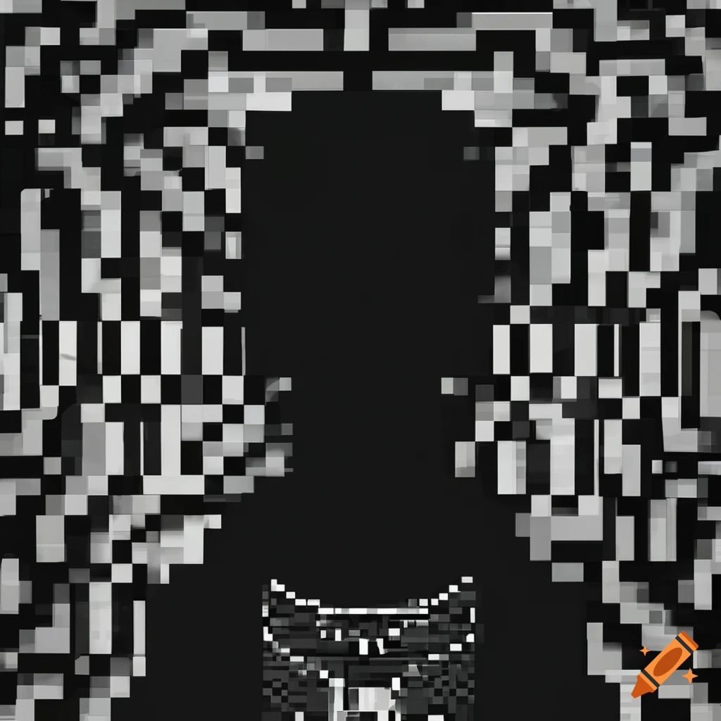 Black and white 2d 8bit mosaic of futuristic african punk human ...