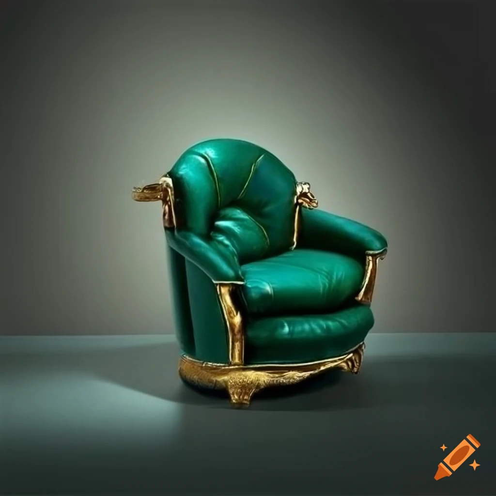 Fat man armchair in green gold leather surreal style rembrandt velaquez ...