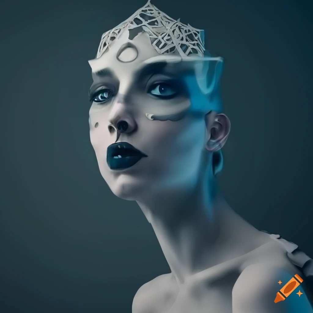 Surreal stylized humanoid brutalist geometric futuristic hive queen on ...