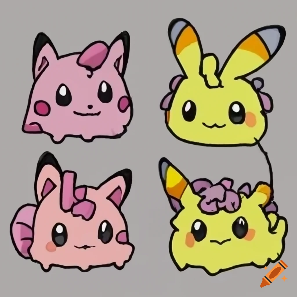 Pastel pink and yellow cat pokemon on Craiyon