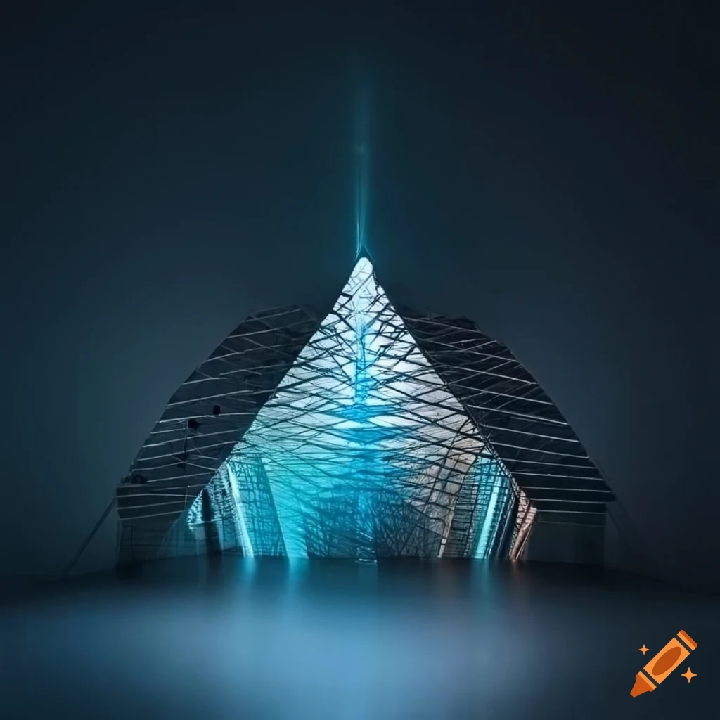 Art installation inverted pyramidical extended structure with 10-meter ...