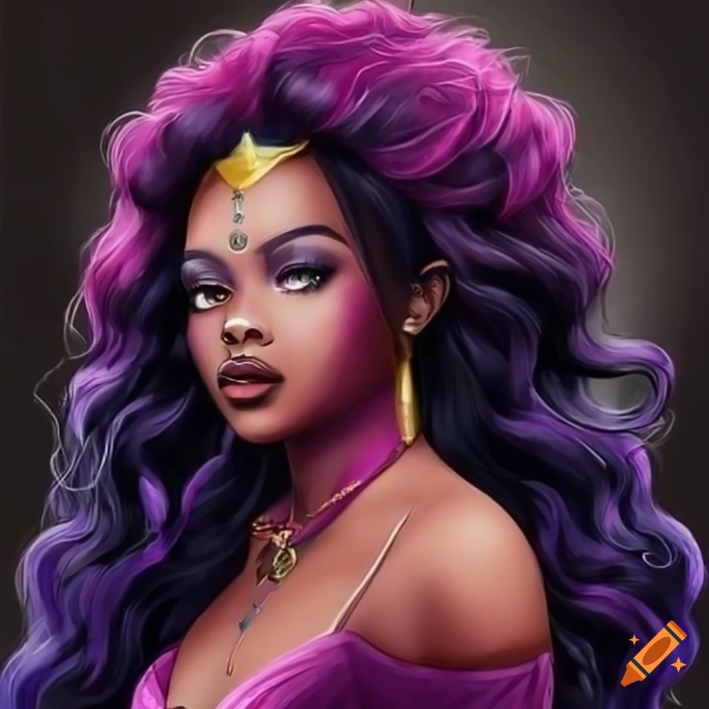 Black princess with colored hair on Craiyon