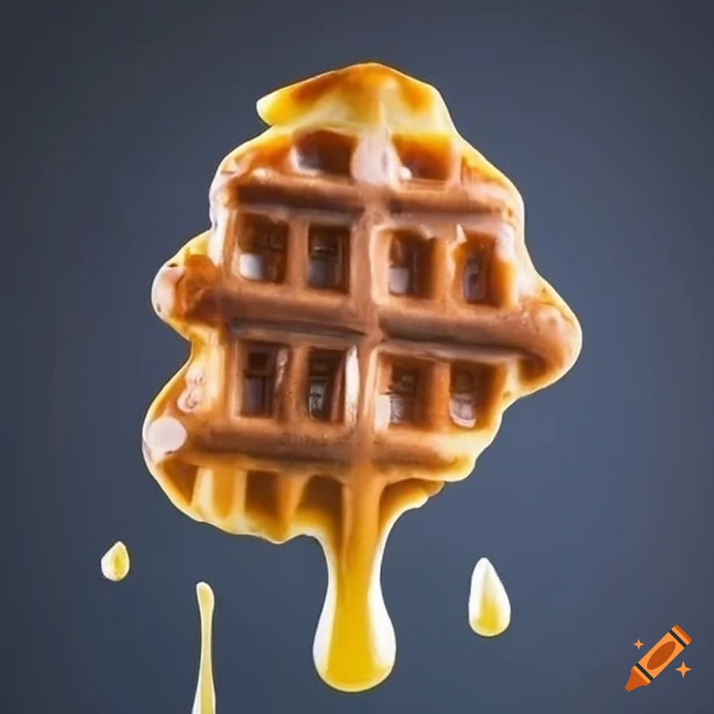 Sweet waffles and honey dripping on top of them on Craiyon