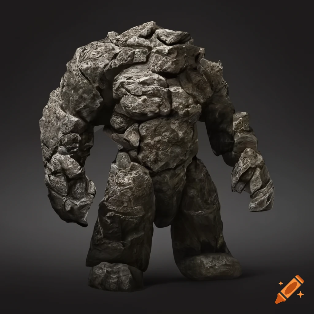 Stone golem, facing right, top right lighting