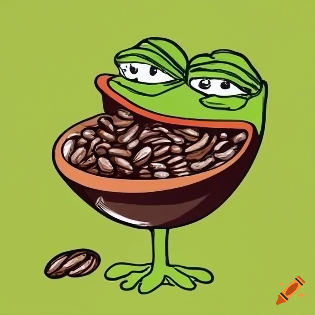 Coffee beans and pepe the frog on Craiyon