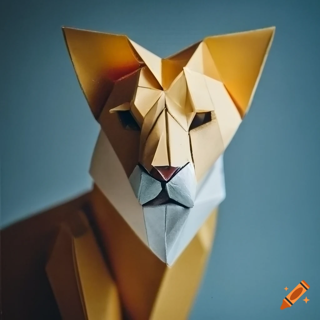 A cute origami lion, papercraft