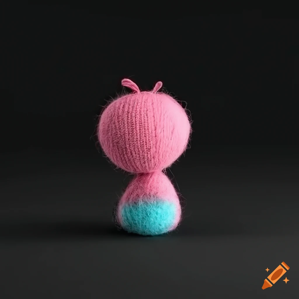 Tiny cute 3D felt fiber toy, made from felt fibers, a 3D render, made ...