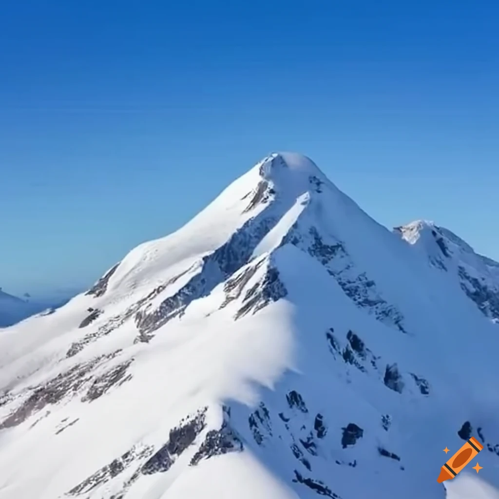 Mountain summit covered in snow daytime