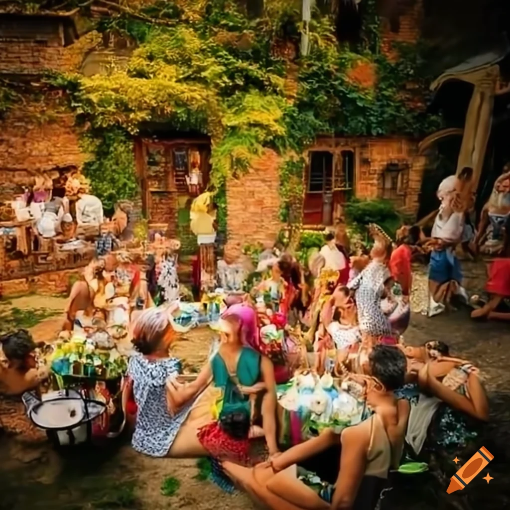 Summer party in a village on Craiyon