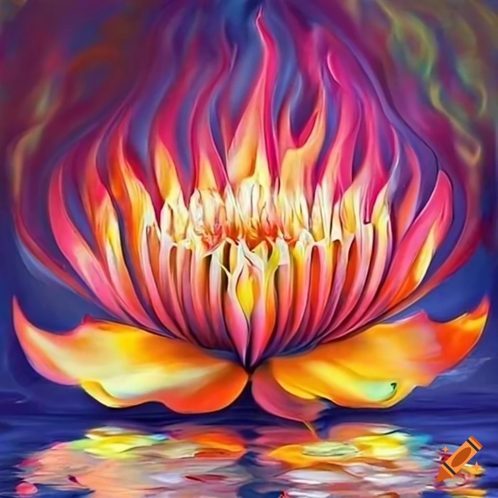 A mesmerizing lotus flower crafted from flames