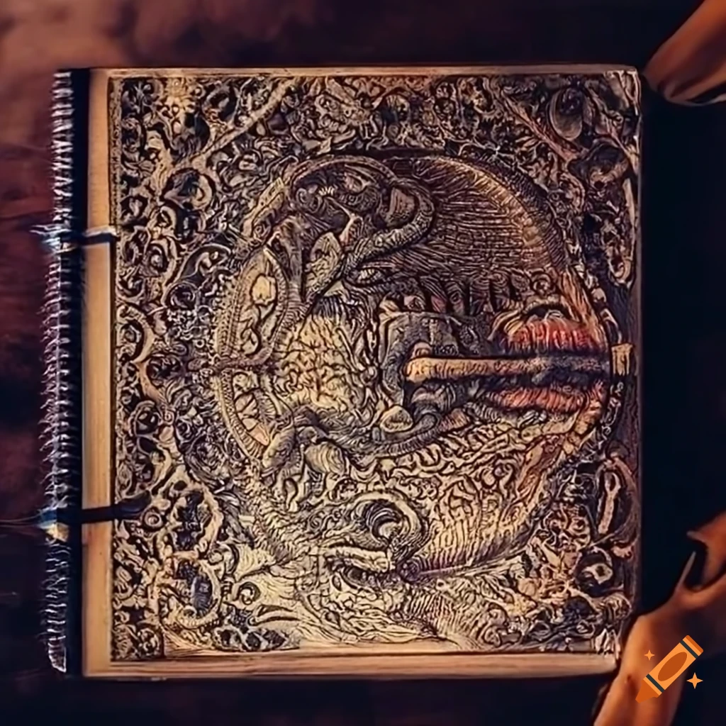 A diary with intricate drawings and detailed descriptions of rituals