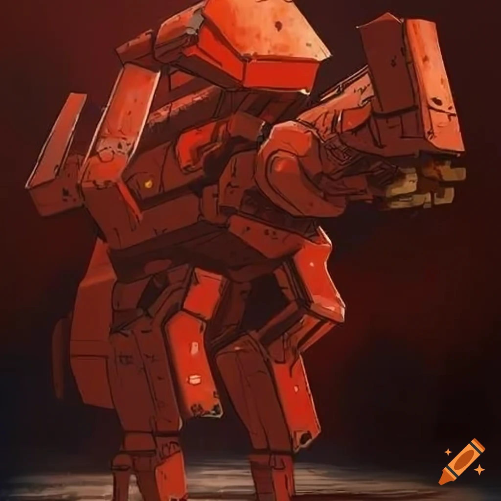 Red moebius mech missile art