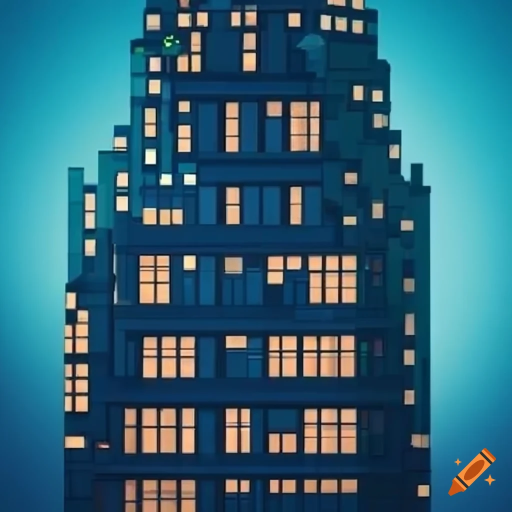 Detailed pixel building on Craiyon