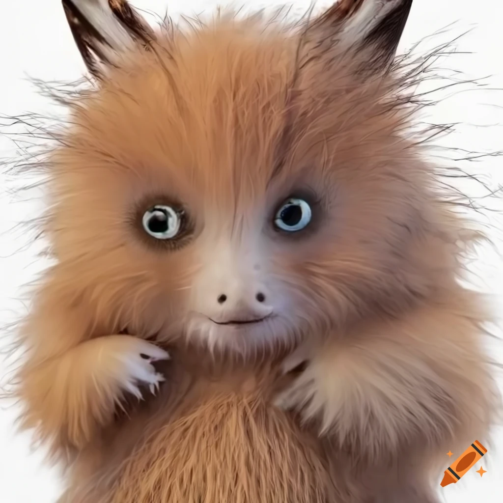 Fluffy creature on white background on Craiyon